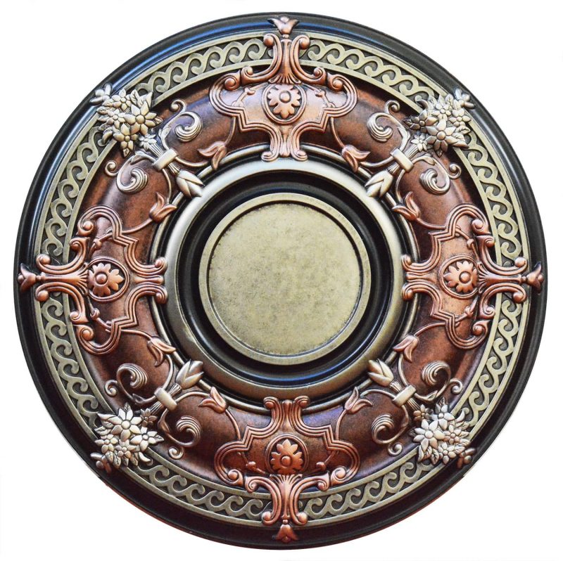 Hand Painted Ceiling Medallion 30 in. Finished in Bronze, Copper, Gold